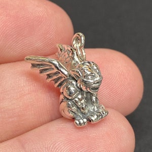 Sterling Silver Gargoyle Charm, Medieval, Evil, Creature, .925 Silver ...
