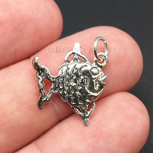 3D Sterling Silver Angel Fish Charm, Tropical, Ocean, Caribbean, .925 ...