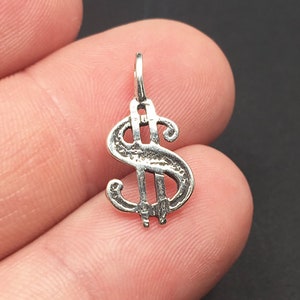 Sterling Silver Money Symbol Charm, Dollar, .925 Silver, DIY, Bracelet ...