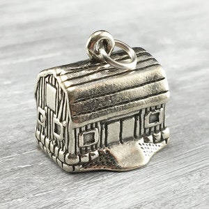 3D Sterling Silver Country Barn Charm, Farmer, Farm, .925 Silver, DIY ...