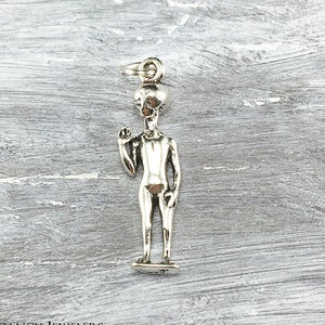 3D Sterling Silver Alien Charm, Space, Extraterrestrial, .925 Silver ...