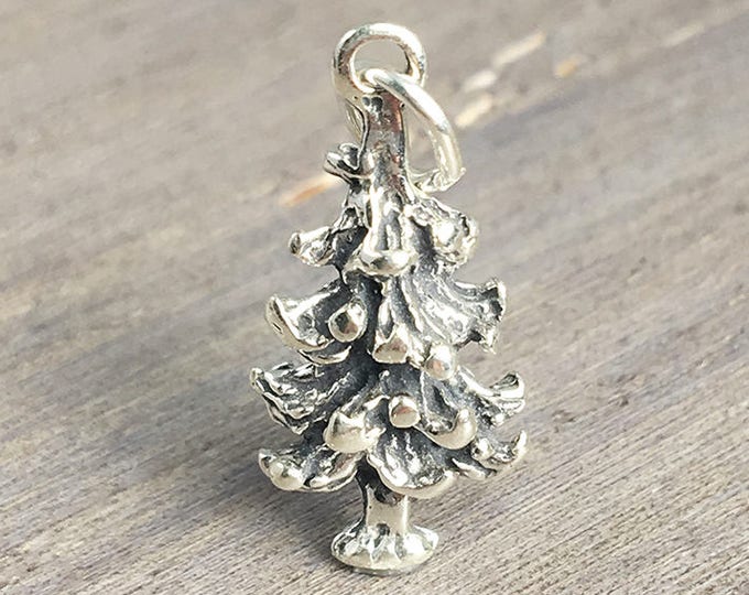 3D Sterling Silver Christmas Tree Charm, Holiday, .925 Silver, DIY ...