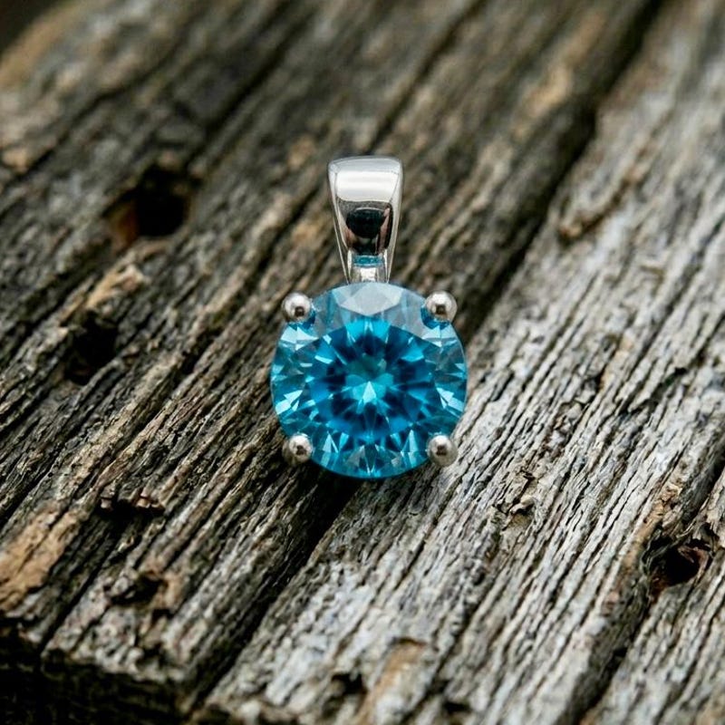 Blue Topaz Cz Pendant - Etsy
