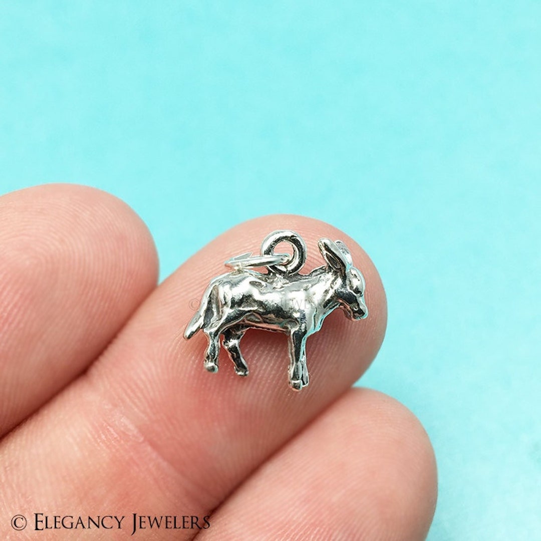 3D Sterling Silver Donkey Charm, Burro, Farm, Gift, .925 Silver, DIY ...