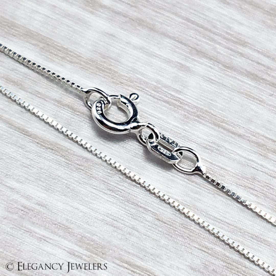 925 Sterling Silver Italian Box Chain Necklace, Made in Italy, (D003 ...