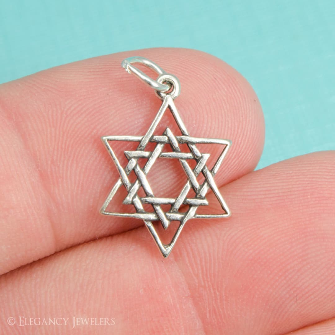 Sterling Silver Interlaced Star of David Bracelet Charm, Pendant, Jewelry, .925 Silver, DIY ...