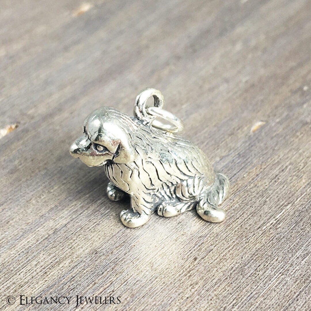 3D Sterling Silver Newfoundland Dog Charm, Pet, Animal, .925 Silver ...