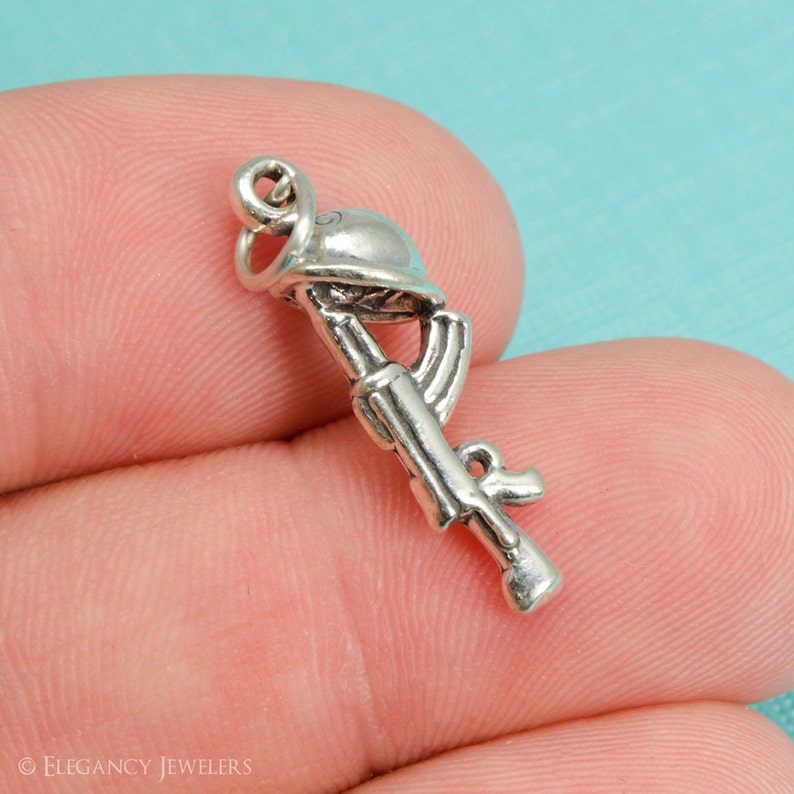 Sterling Silver 3D Fallen Soldier Military Bracelet Charm | Etsy