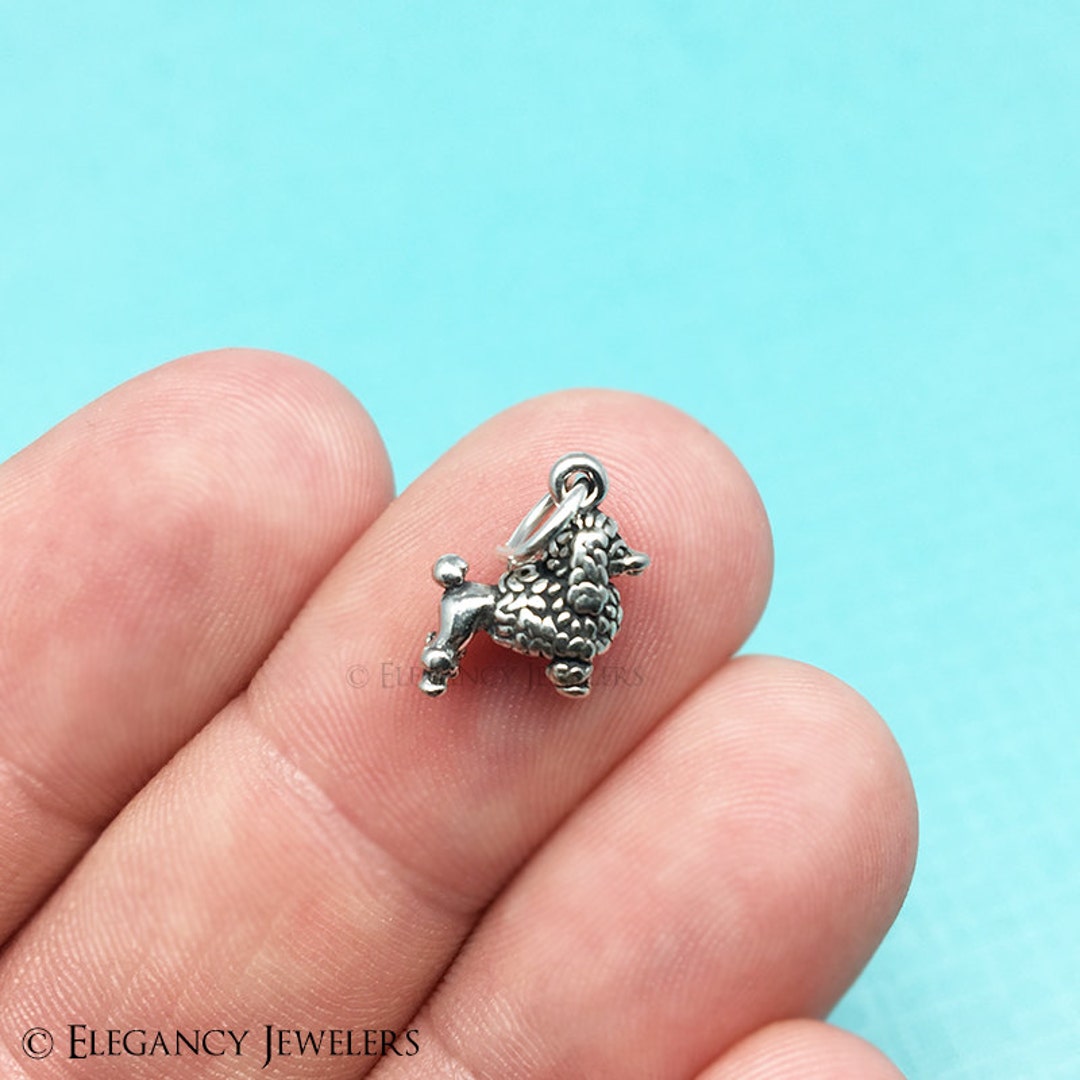 3D Sterling Silver Poodle Charm, Dog, Animal, Pet, .925 Silver, DIY ...