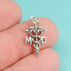 Sterling Silver Medical Doctor Caduceus Bracelet Charm, Jewelry, .925 ...
