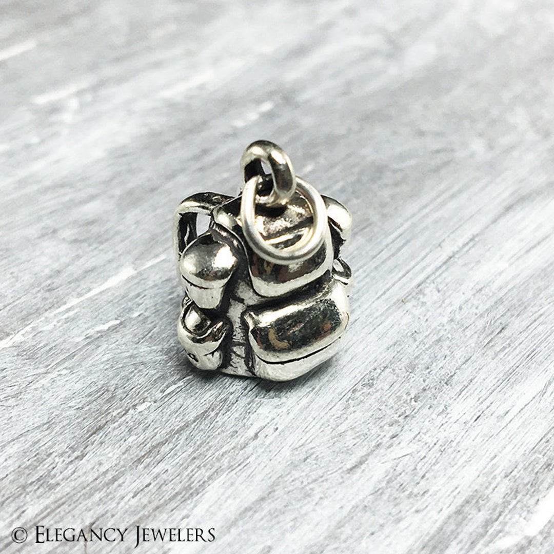3D Sterling Silver Hiking Backpack Charm, Camping, Nature, Hiker, .925 ...