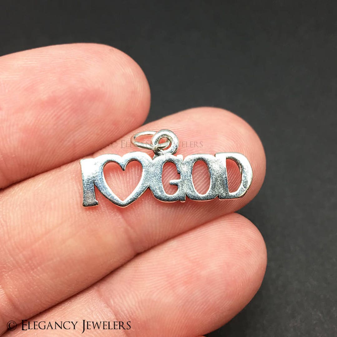 Sterling Silver I Love God Charm, Heart, Religious, Christian, .925 ...