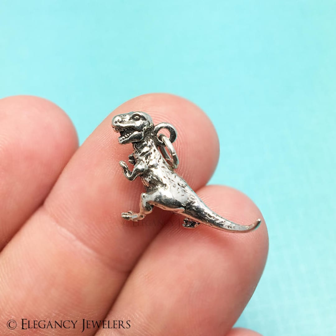 3D Sterling Silver Tyrannosaurus Rex Dinosaur Charm, T-rex, .925 Silver ...