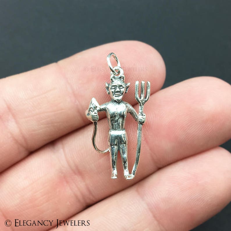 3D Sterling Silver Devil Charm, Halloween, Scary, .925 Silver, DIY ...
