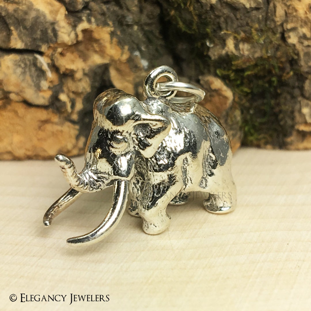 3D 925 Sterling Silver Wooly Mammoth Bracelet Charm, Dinosaur, DIY ...