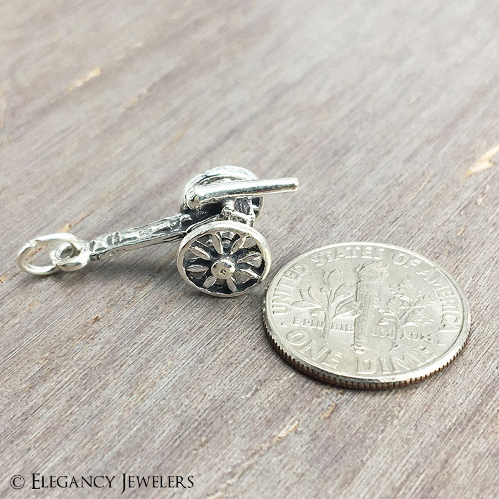 3D Sterling Silver Cannon Charm, Historic, Military, War, .925 Silver ...