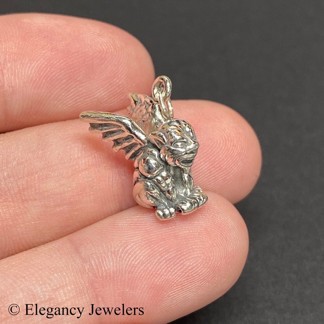 Sterling Silver Gargoyle Charm, Medieval, Evil, Creature, .925 Silver ...