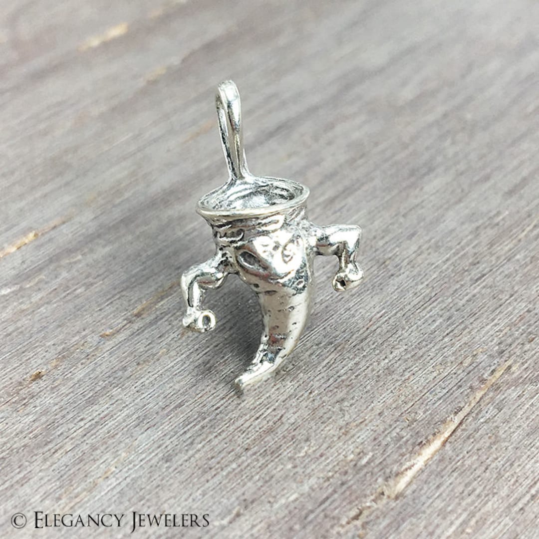 3D Sterling Silver Tornado Charm, Cyclone, Weather, Storm, .925 Silver ...