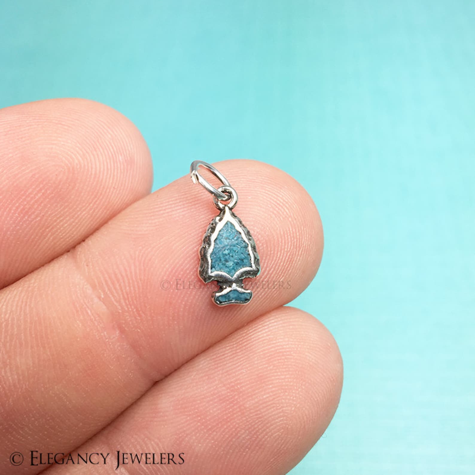 Sterling Silver Arrowhead With Genuine Turquoise Inlay Charm, Western ...