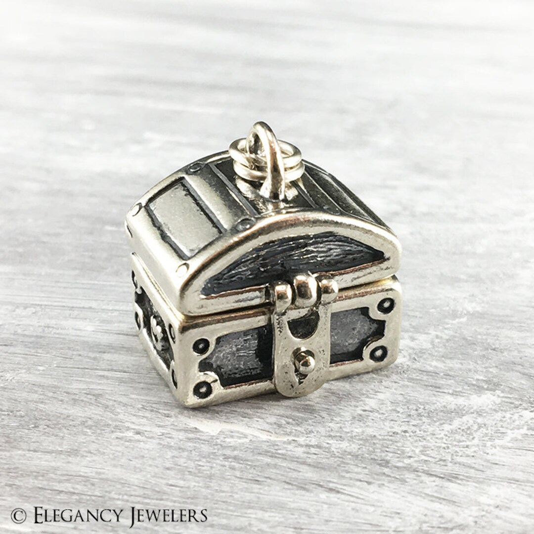 3D Sterling Silver Moveable Treasure Chest Charm, Pirate, Caribbean ...