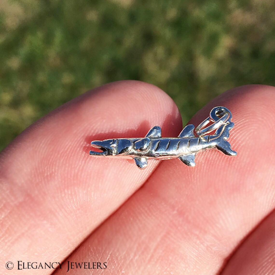 3D Sterling Silver Barracuda Charm, Fish, .925 Silver, DIY, Bracelet ...