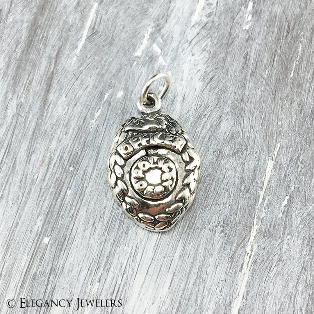 Sterling Silver Police Officer Badge Charm, Occupation, .925 Silver ...