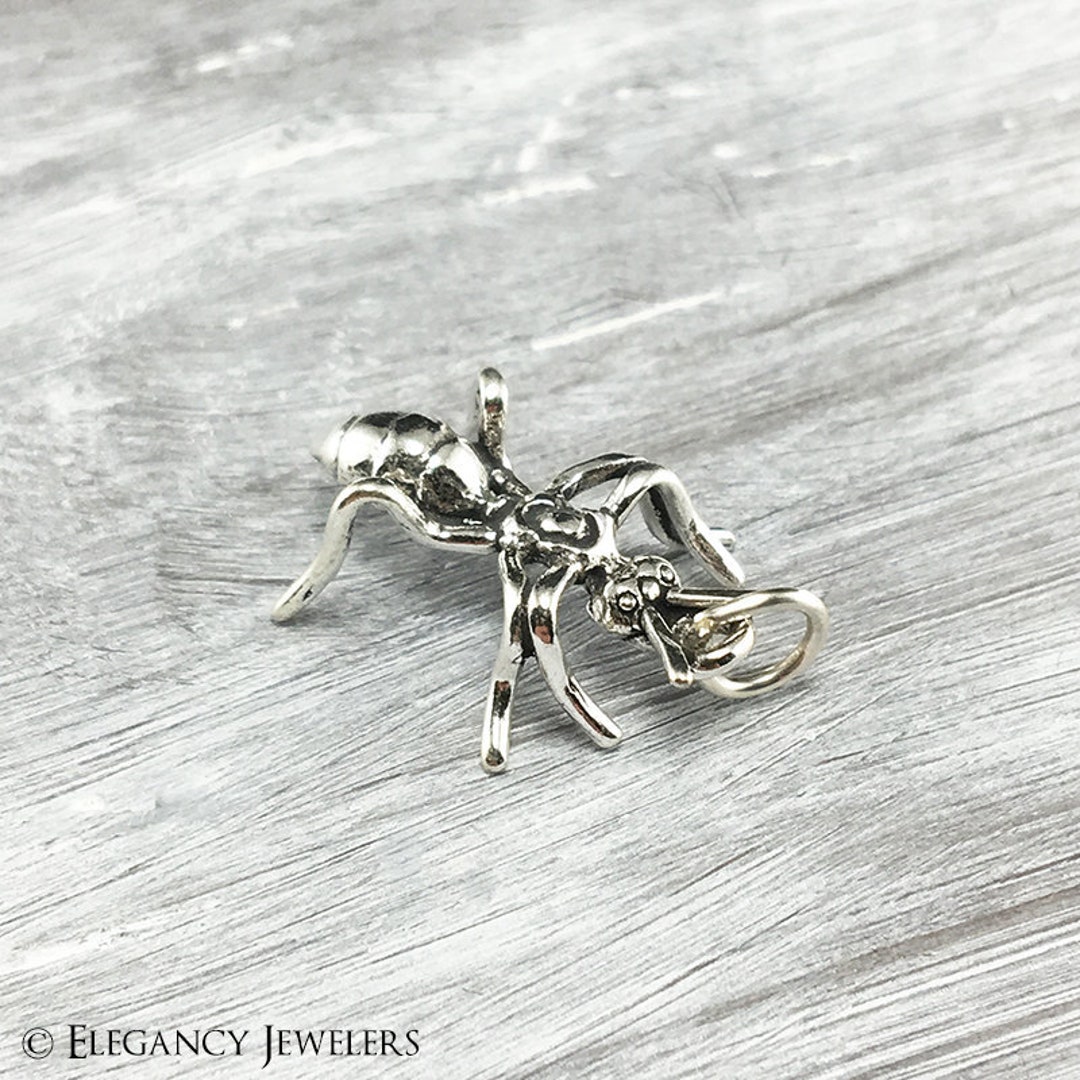 3D Sterling Silver Ant Charm, Insect, Fire Ant, Pest, .925 Silver, DIY ...