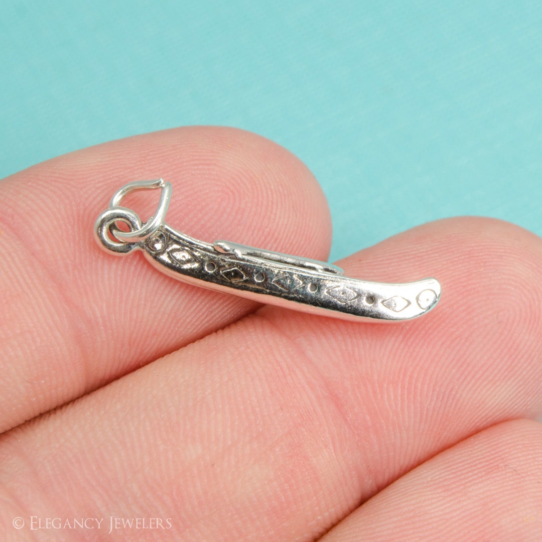 3D 925 Sterling Silver Canoe Bracelet Charm, Lake, DIY, Pendant, (C159 ...