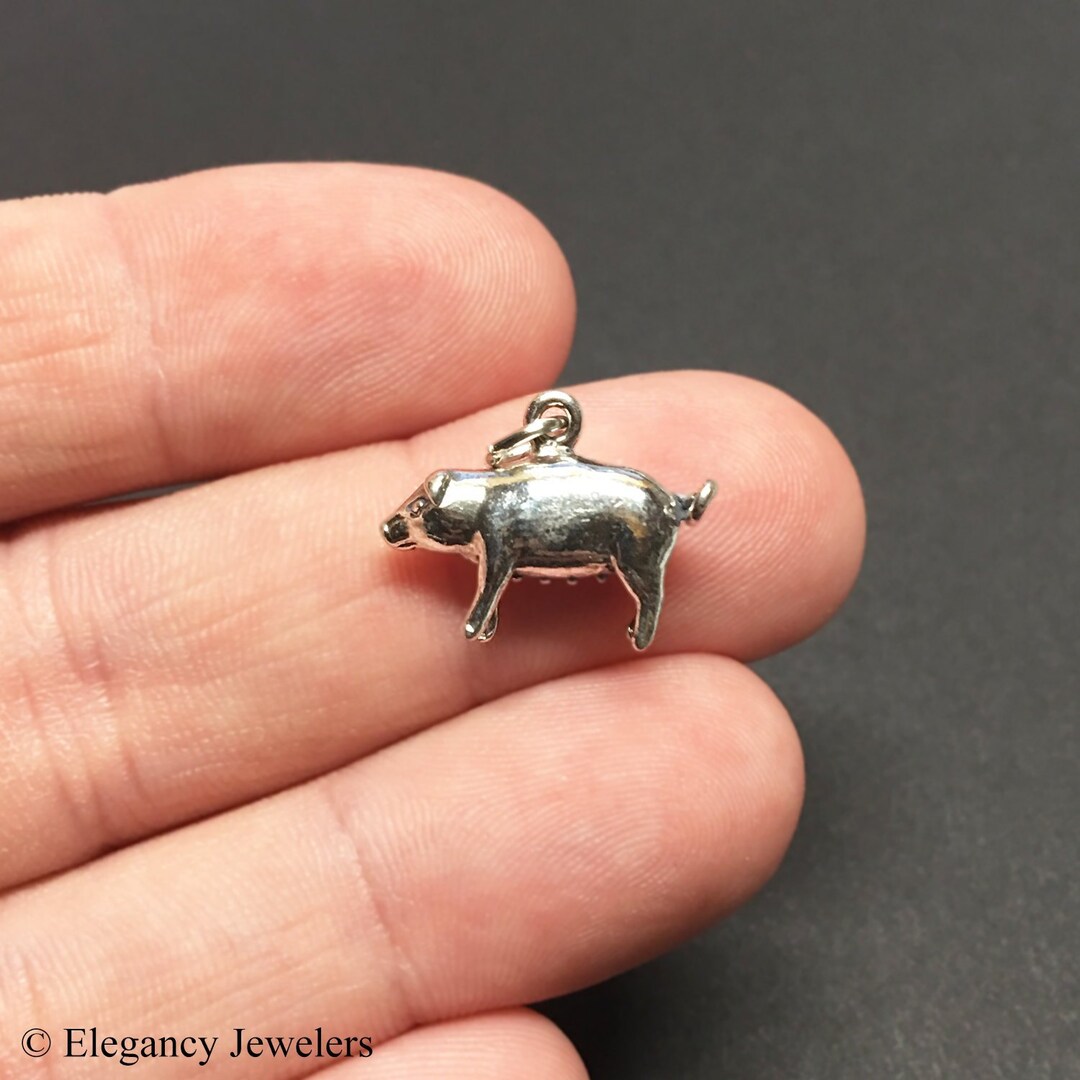 3D 925 Sterling Silver Pig Bracelet Charm, Hog, Farm, Pendant (C686) - Etsy