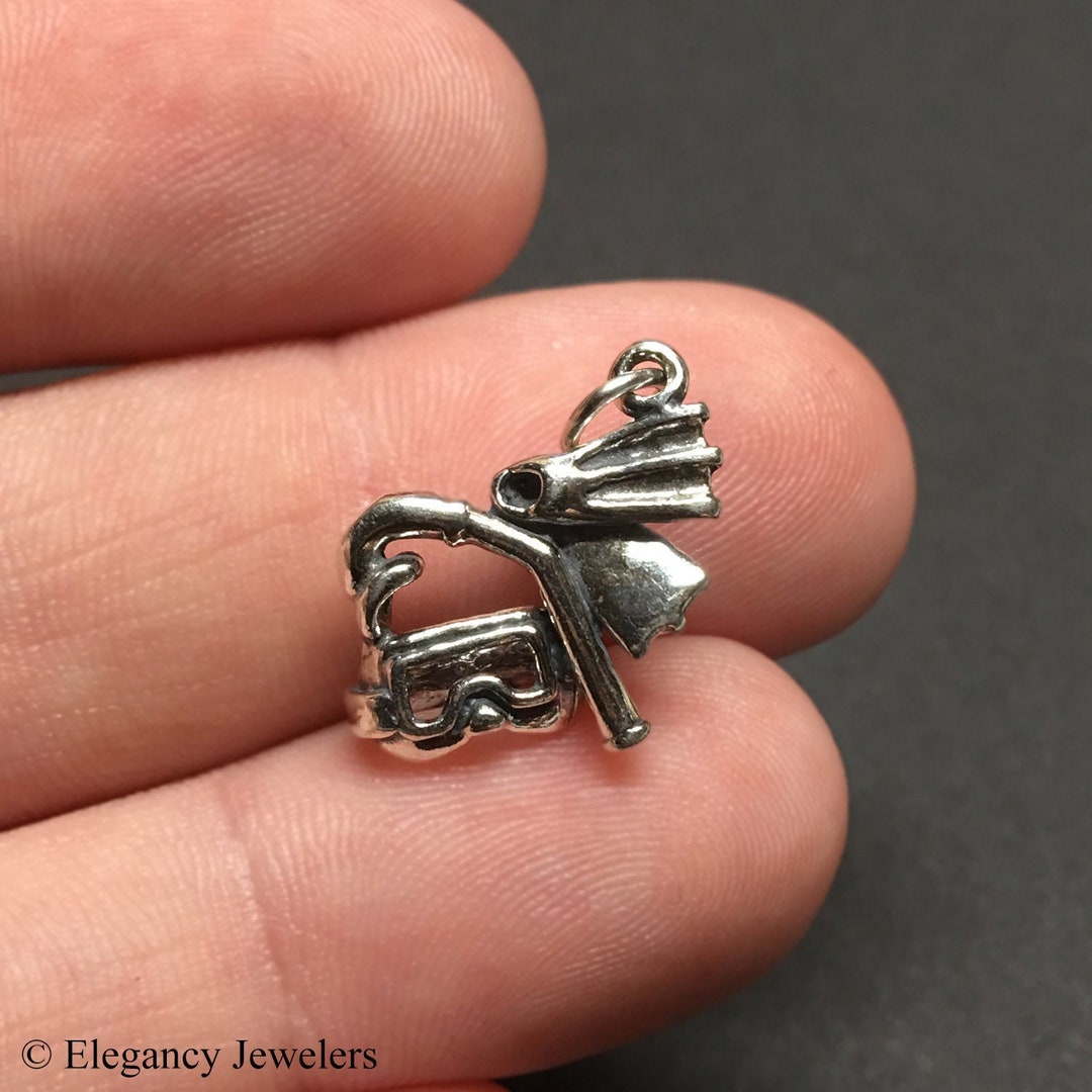 Sterling Silver Snorkeling Charm, .925 Silver, Beach, Diving, Swimming ...