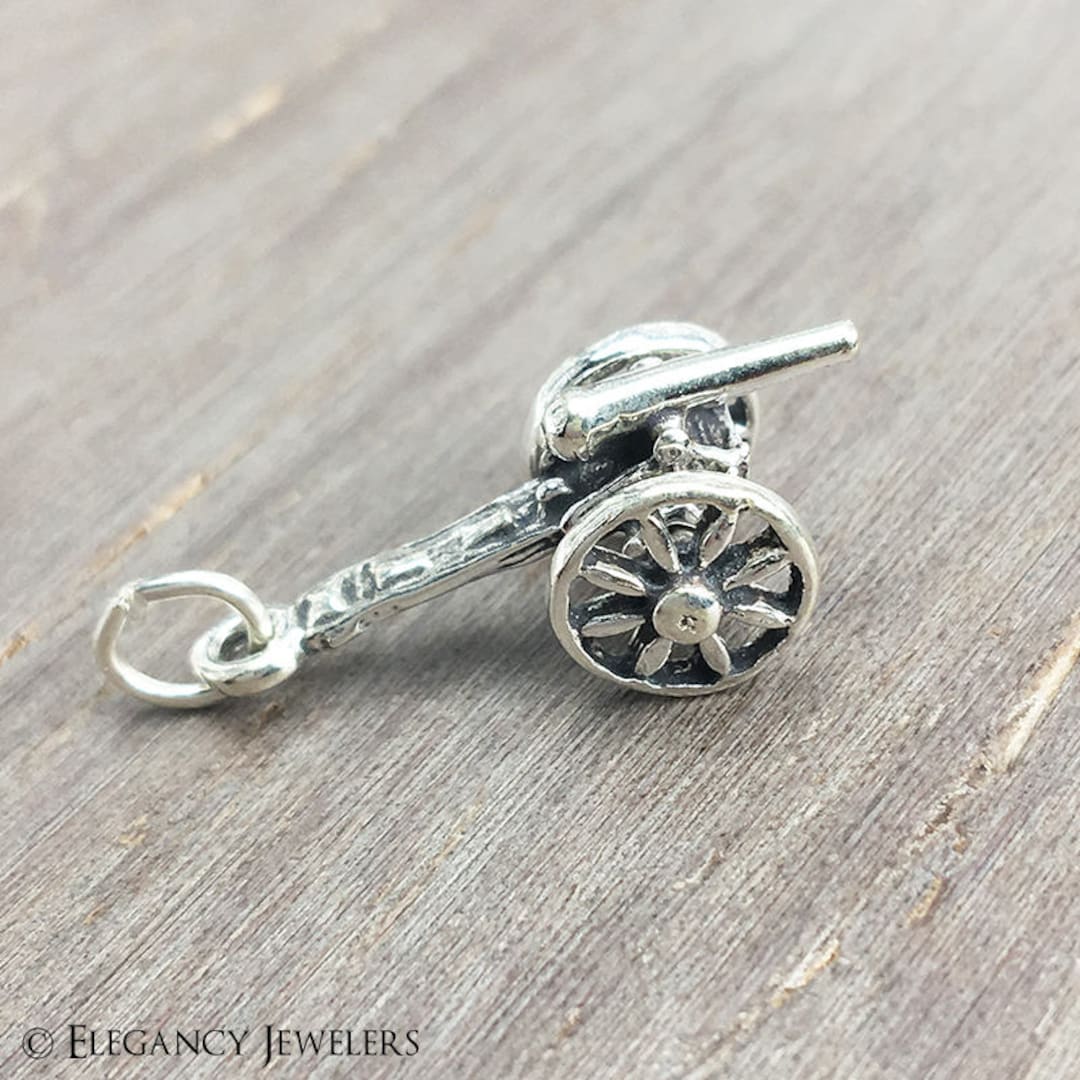 3D Sterling Silver Cannon Charm, Historic, Military, War, .925 Silver ...