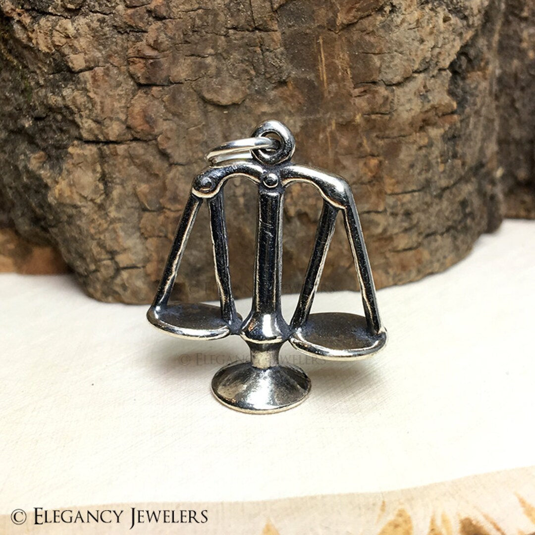 3D 925 Sterling Silver Scales of Justice Bracelet Charm, Lawyer, DIY ...