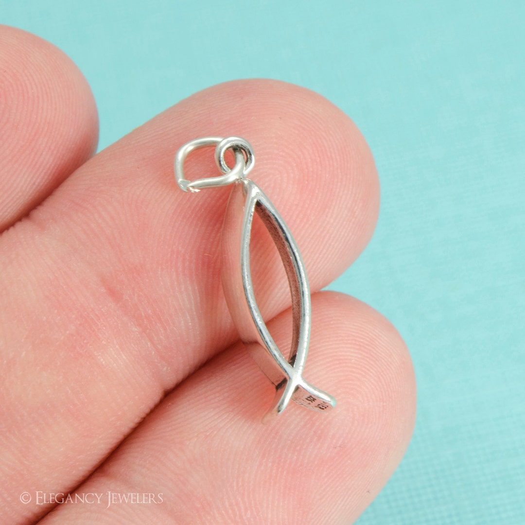 Sterling Silver Jesus Fish Bracelet Charm, Ichthys, Christian, .925 ...