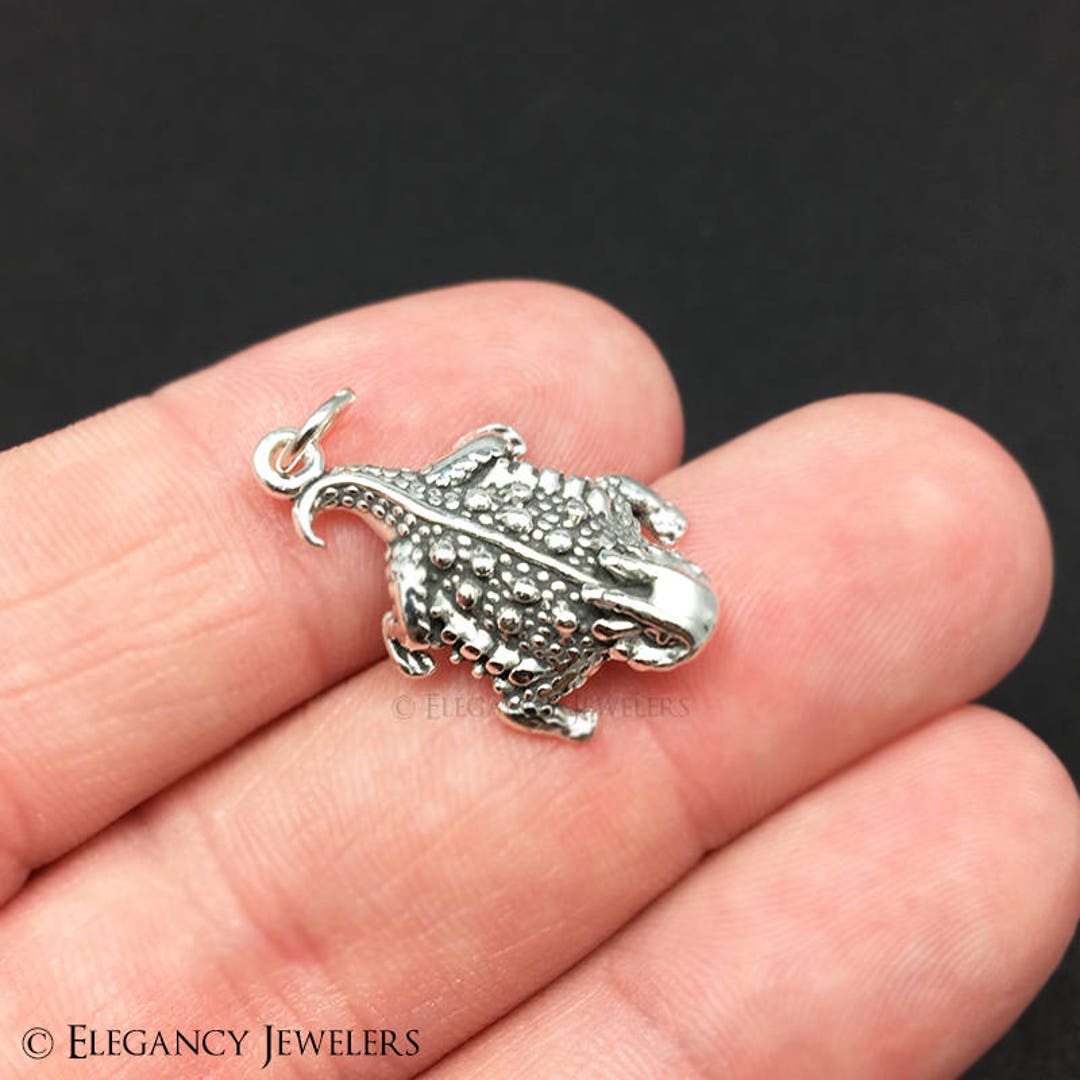 3D Sterling Silver Horned Toad Lizard Charm, Animal, Reptile, .925 ...
