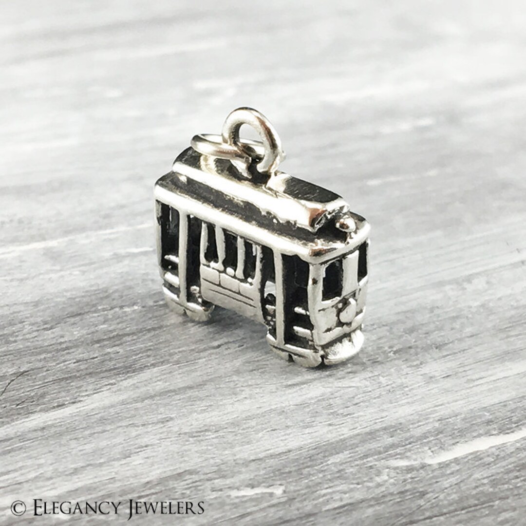 3D Sterling Silver Cable Car Charm, Transportation, San Francisco, .925 ...