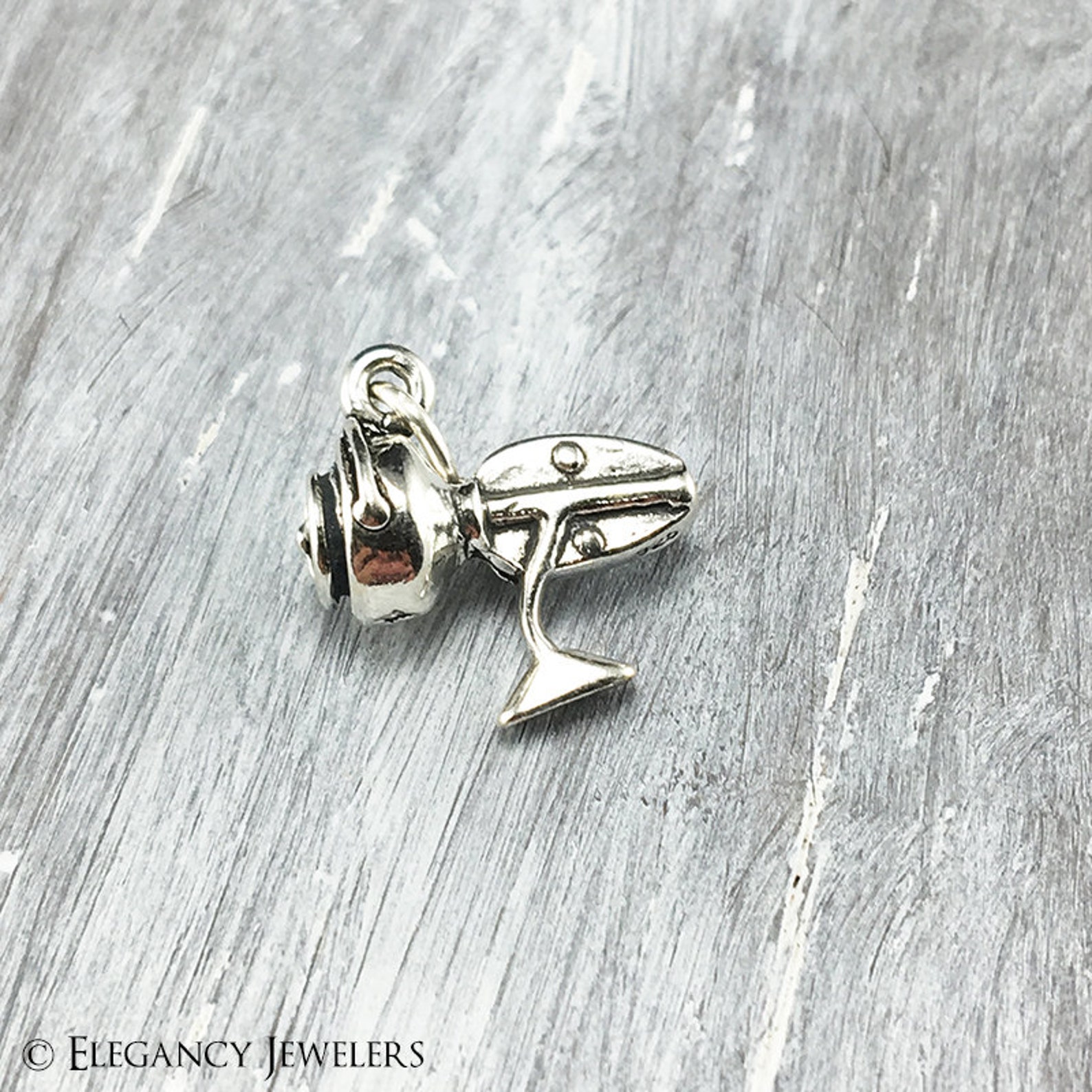 3D Sterling Silver Fishing Reel Charm, Fishing Pole, Fisherman, .925 ...