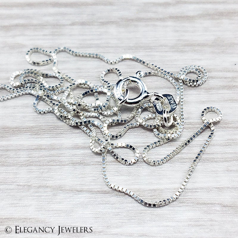 925 Sterling Silver Italian Box Chain Necklace, Made in Italy, (D003 ...