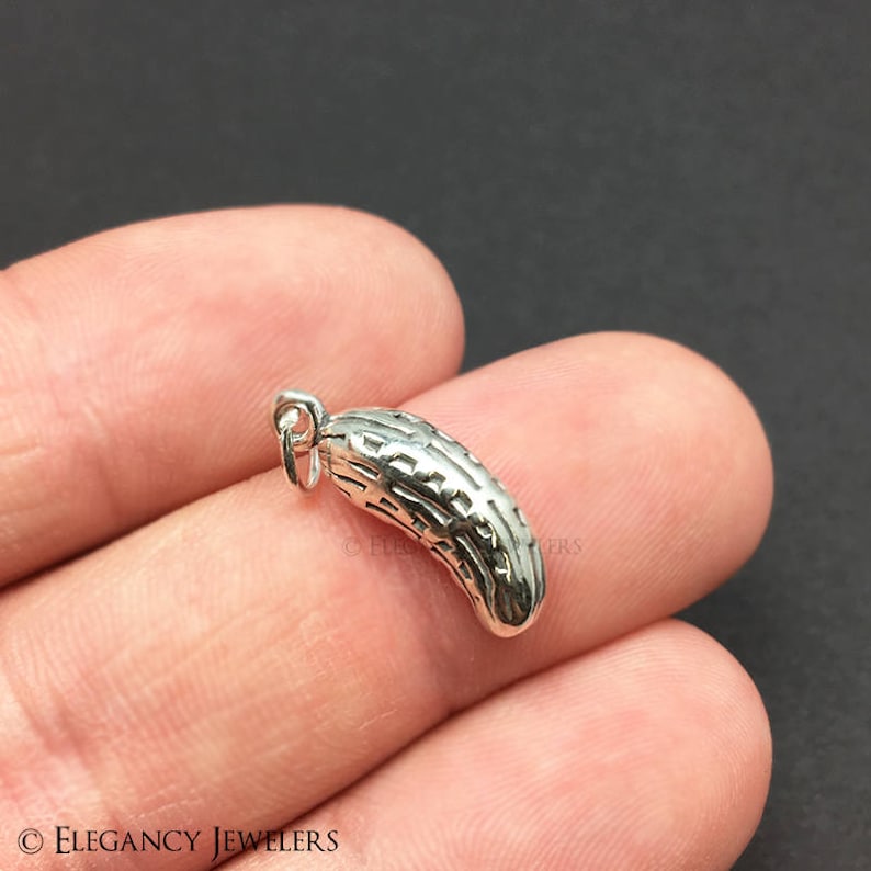 3D Sterling Silver Pickle Cucumber Charm, Garden, .925 Silver, DIY ...