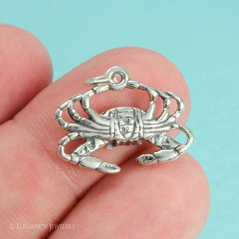 Sterling Silver 3D Maryland Crab Bracelet Charm, Ocean, Pendant, .925 ...