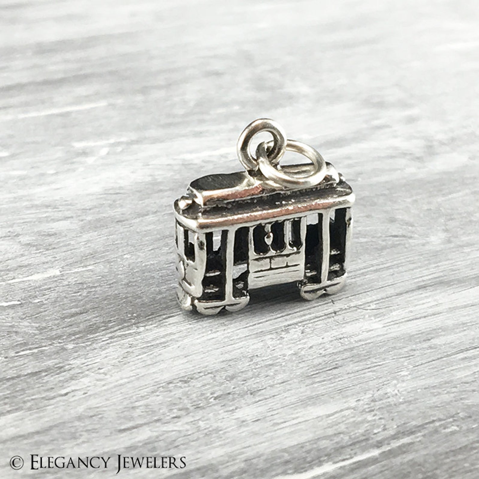 3D Sterling Silver Cable Car Charm, Transportation, San Francisco, .925 ...