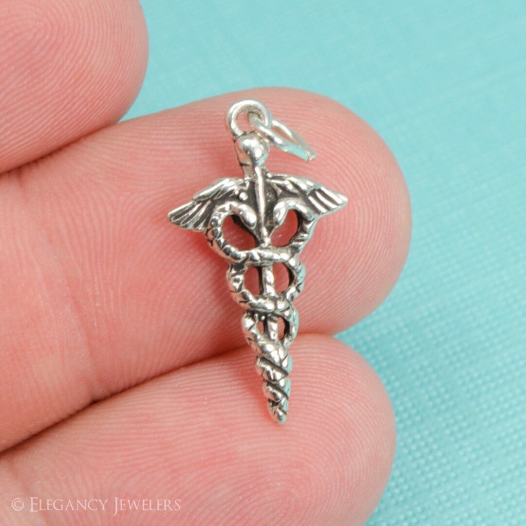 Sterling Silver Caduceus Medical Bracelet Charm, Nurse, Doctor, Jewelry ...