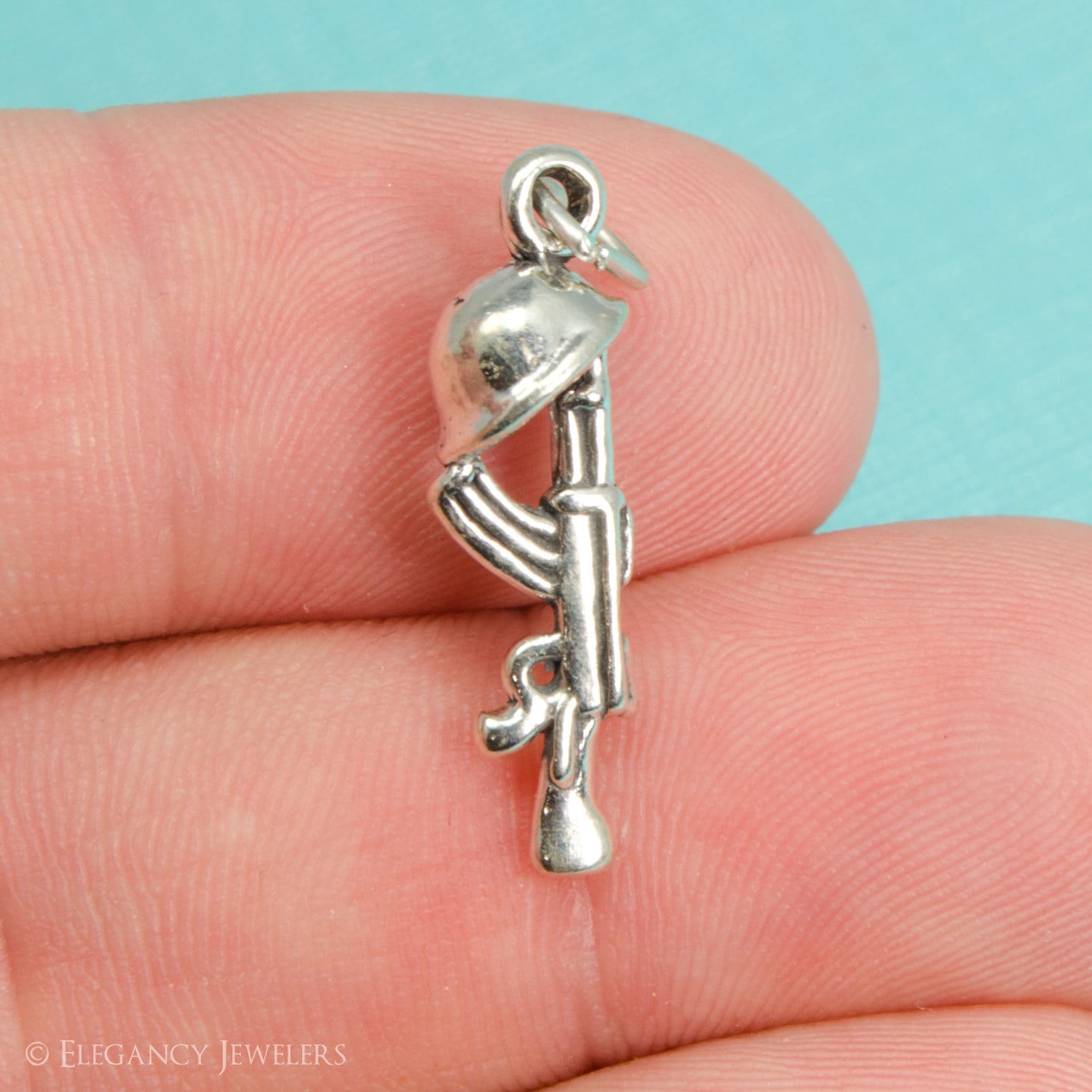 Sterling Silver 3D Fallen Soldier Military Bracelet Charm | Etsy