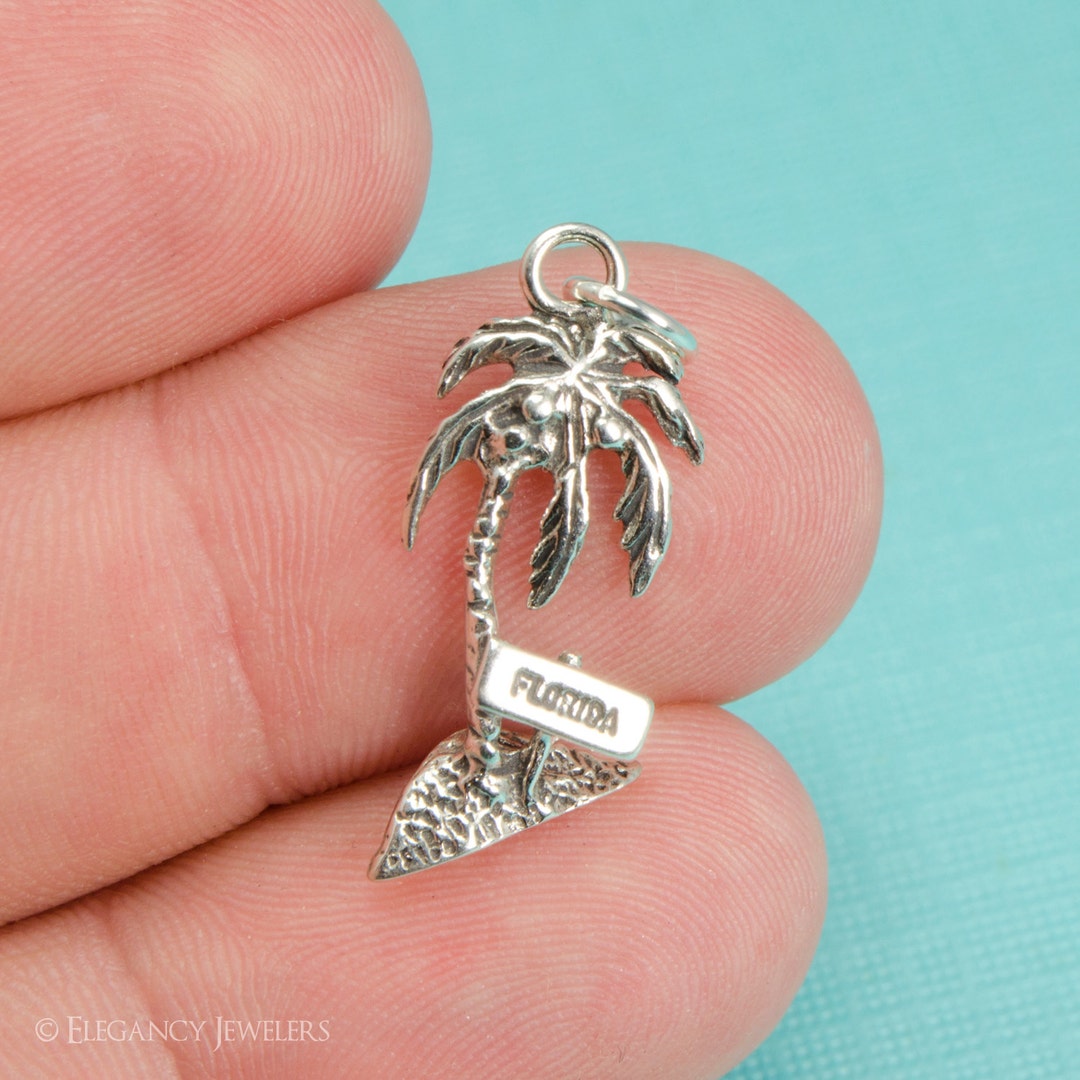 Sterling Silver Florida Palm Tree Bracelet Charm, Vacation, Travel ...