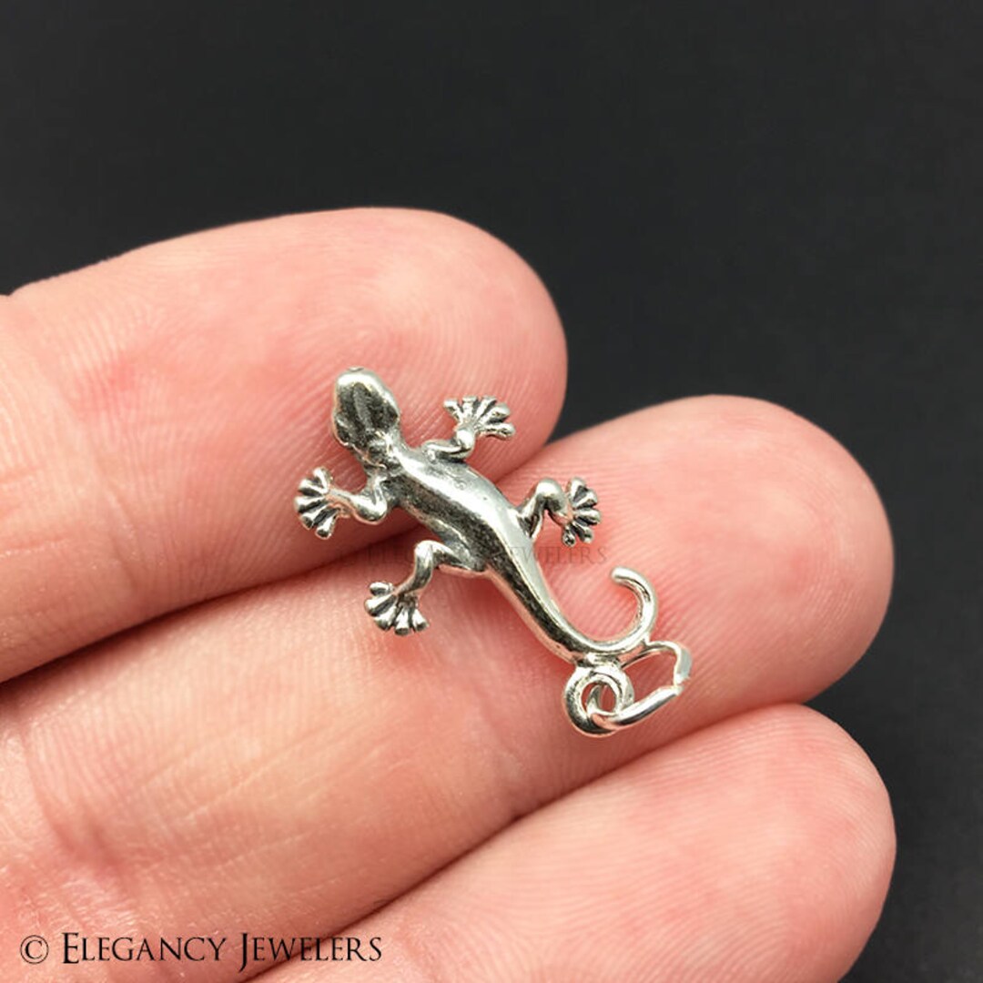 3D Sterling Silver Gecko Charm, Lizard, Tropical, Mexico, Animal, .925 ...