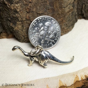 3D Sterling Silver Brontosaurus Dinosaur Charm, Dino, .925 Silver, DIY ...