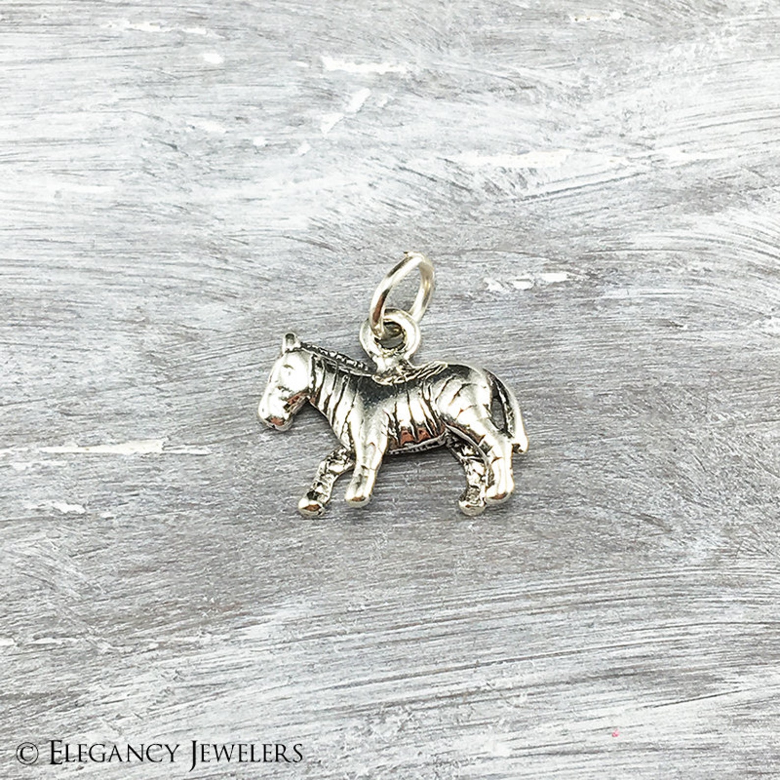 3D Sterling Silver Zebra Charm, Animal, Zoo, .925 Silver, DIY, Bracelet ...