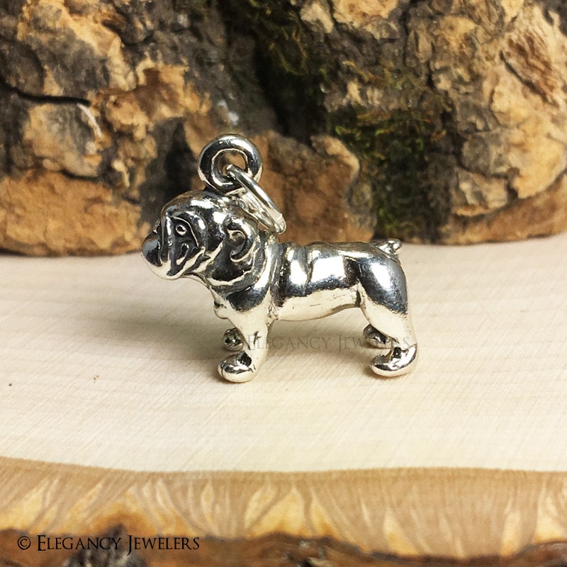3D Sterling Silver Bulldog Bracelet Charm, Dog, Pet, Jewelry, .925 ...