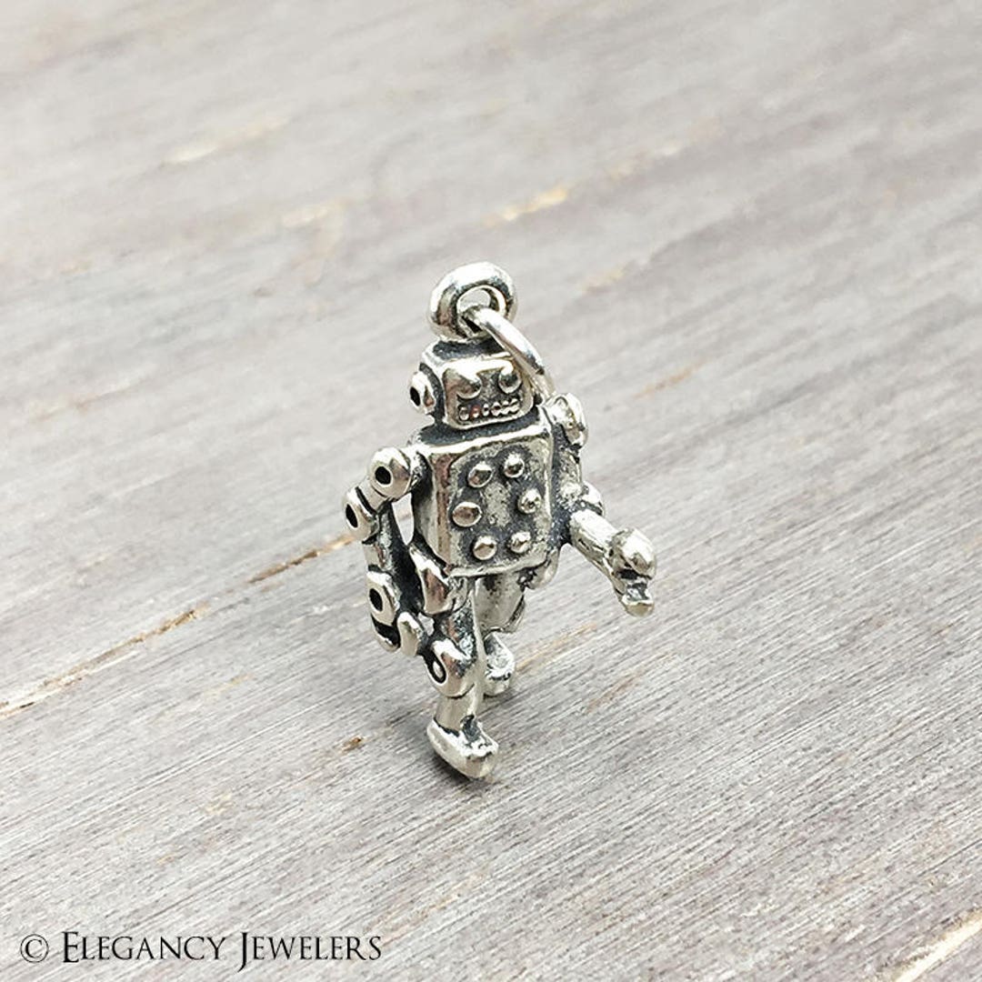 3D 925 Sterling Silver Robot Bracelet Charm, DIY, Pendant (C525) - Etsy