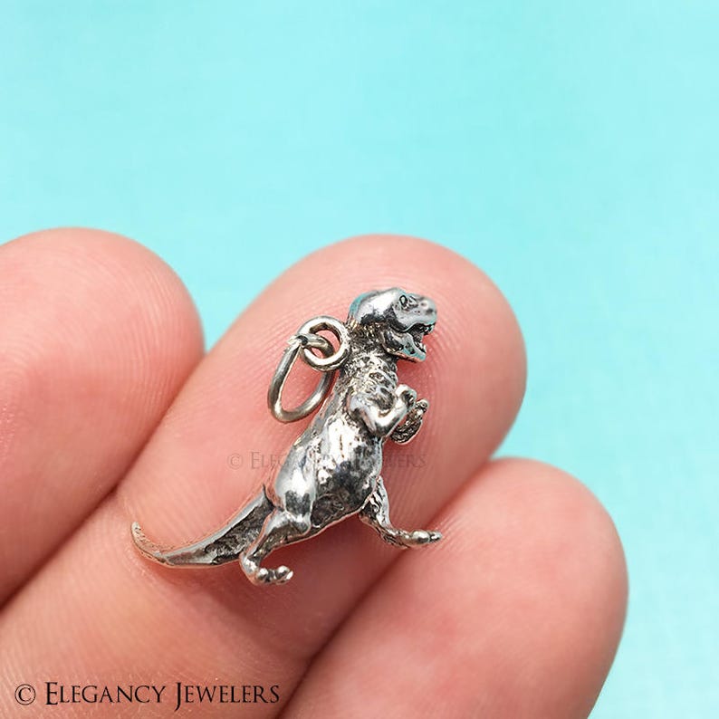 3D Sterling Silver Tyrannosaurus Rex Dinosaur Charm, T-rex, .925 Silver ...