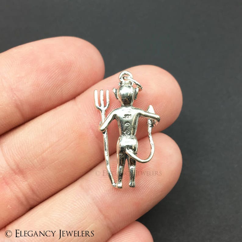 3D Sterling Silver Devil Charm, Halloween, Scary, .925 Silver, DIY ...